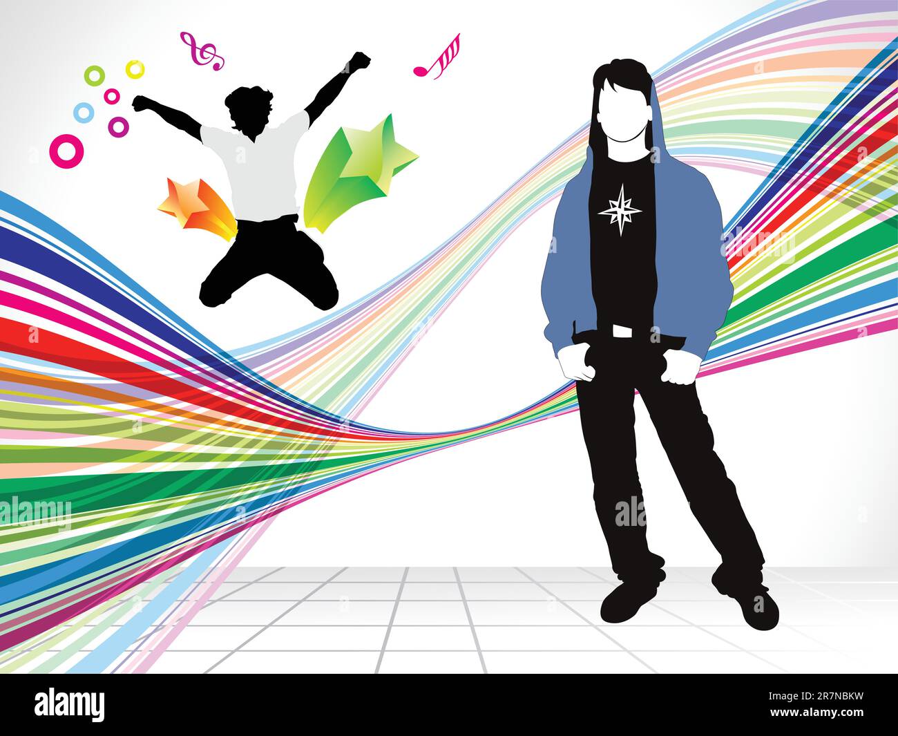 abstract colorful background with energetic boy vector illustration ...