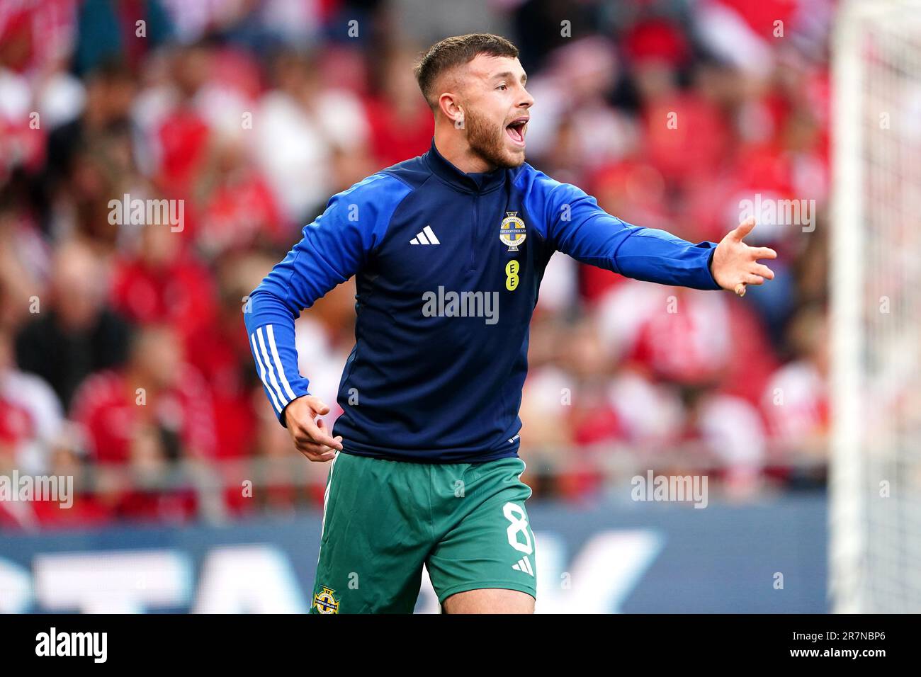 Northern Ireland's Dale Taylor warming up prior to kick-off before the ...
