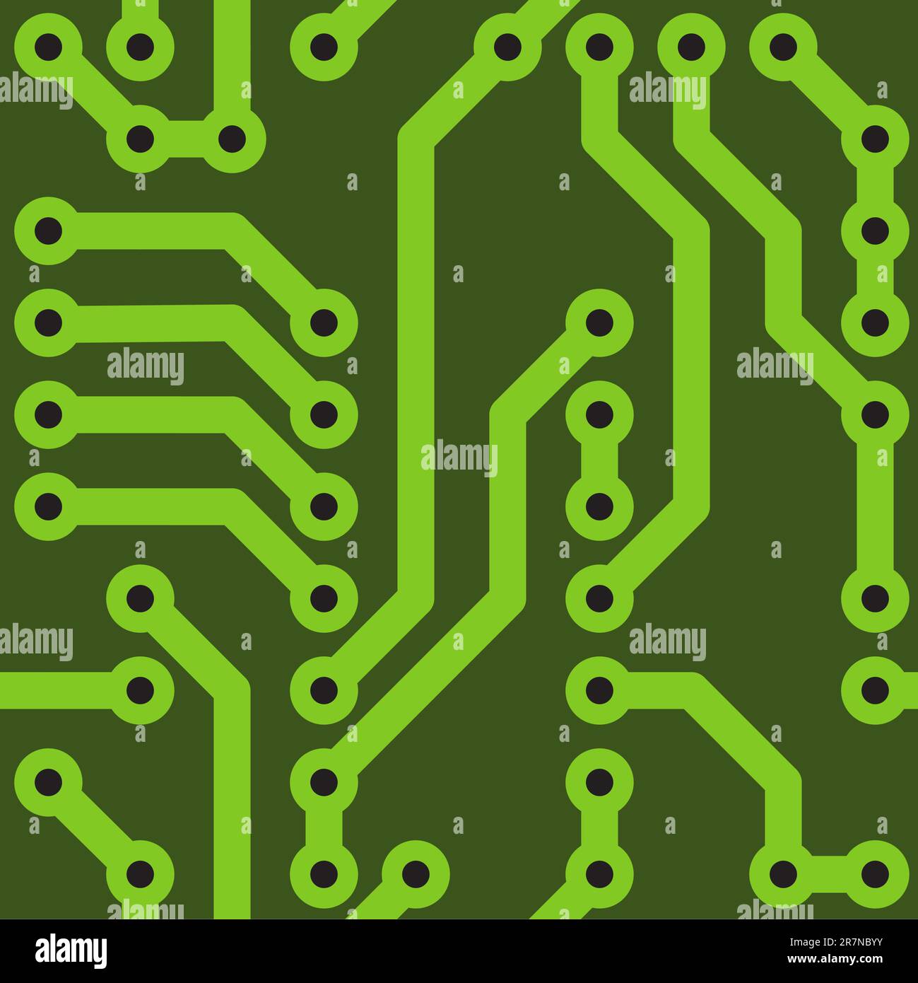 Abstract green background with conductor on computer circuit board. Vector illustration ...