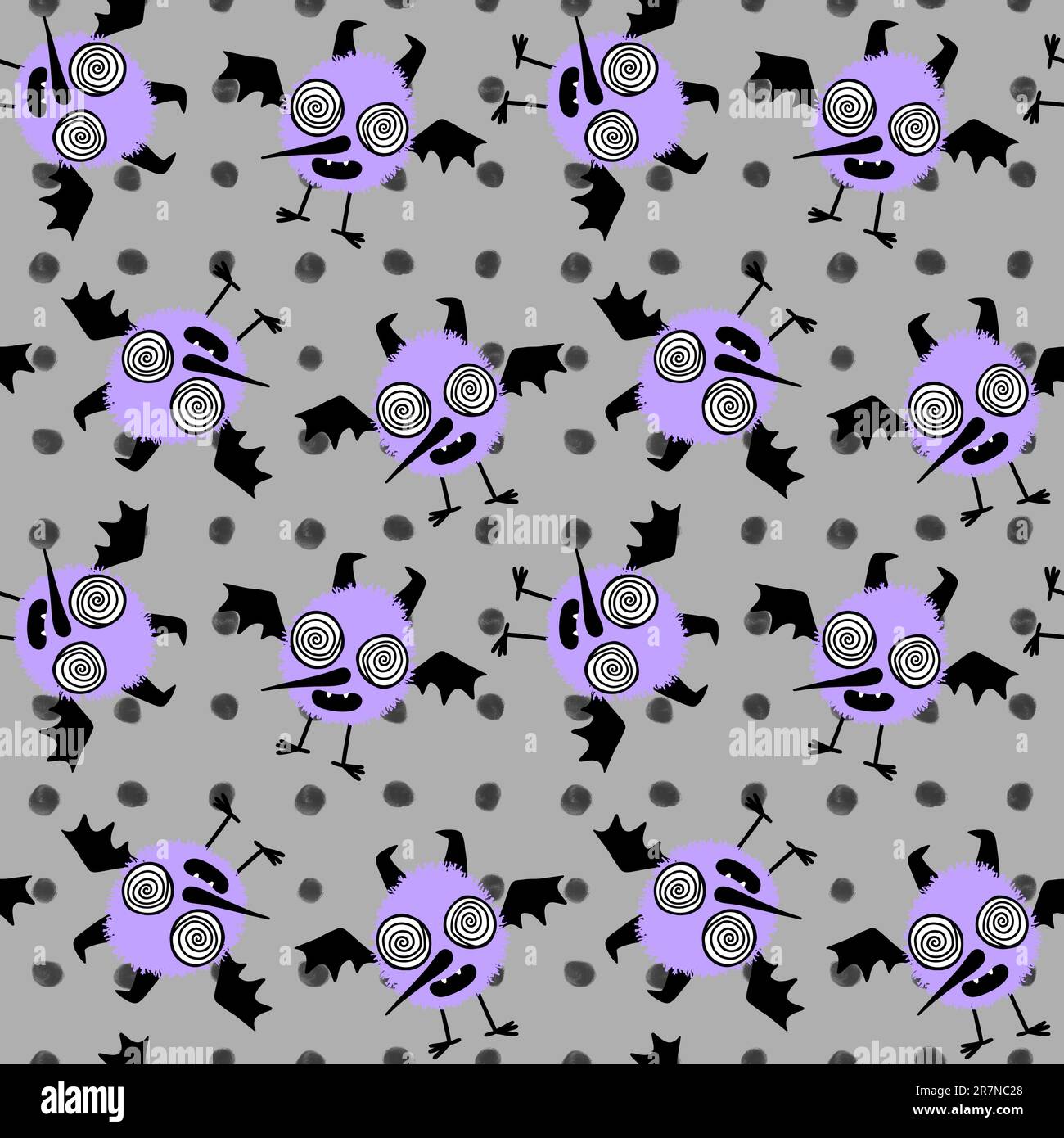 Halloween monsters birds seamless cartoon cute vampire pattern for ...