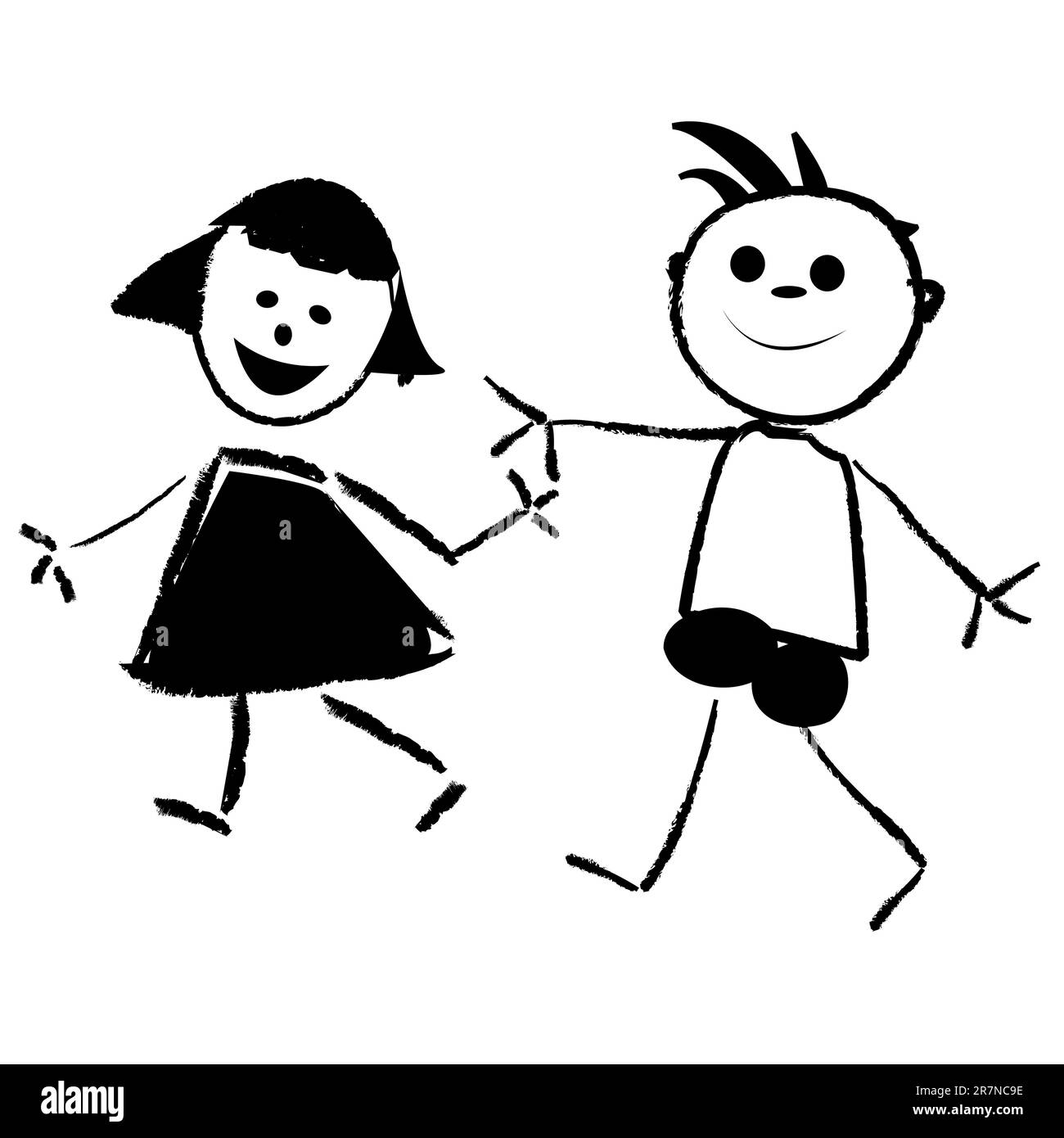 Beautiful kids silhouettes isolated on white background, vector art ...