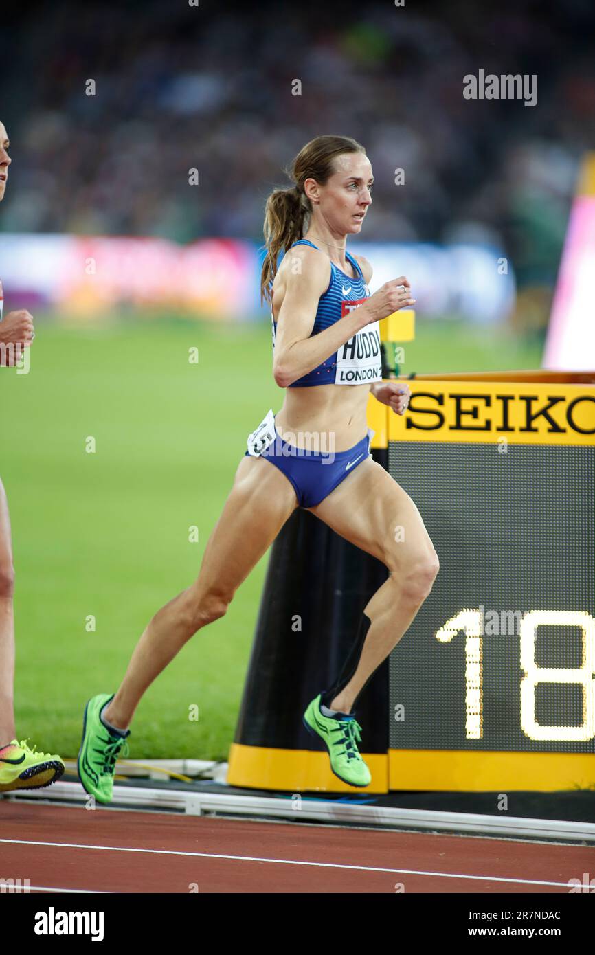 Molly Huddle participating in the 10.000m final at the World Athletics ...
