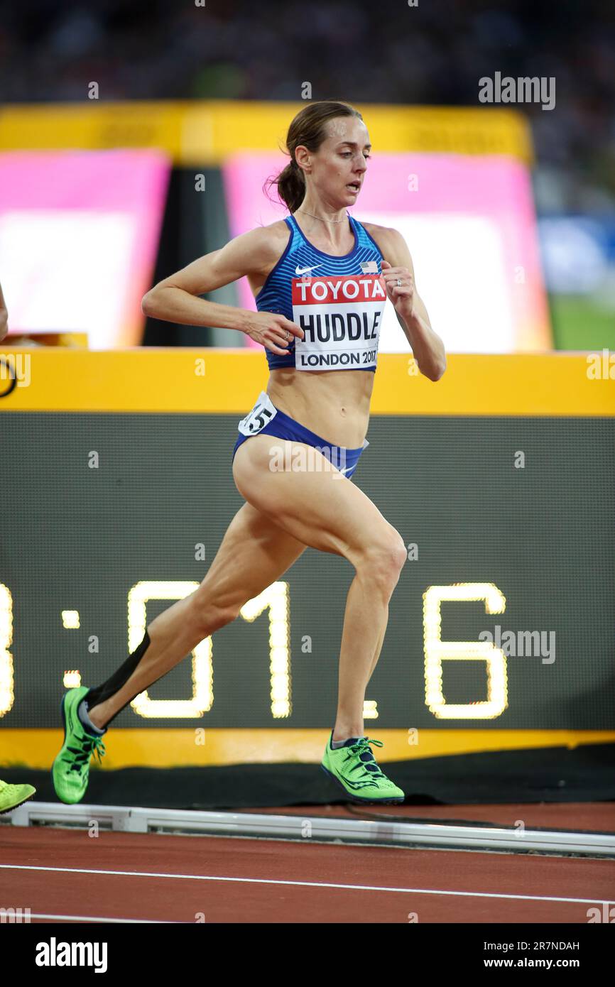 Molly Huddle participating in the 10.000m final at the World Athletics ...