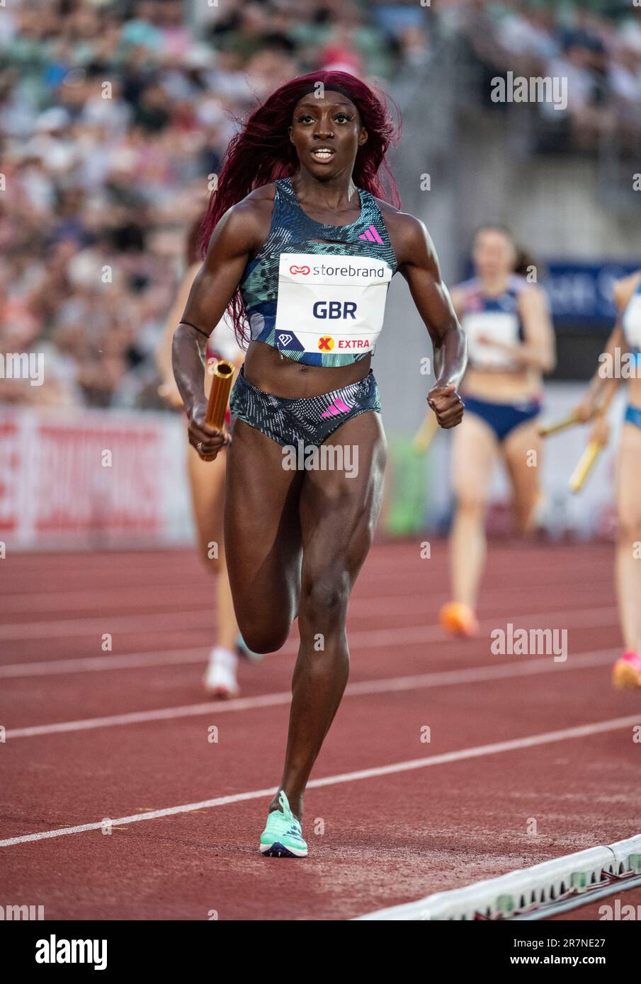 Ama Pipi of GB & NI competing in the women’s 4x400m relay at the Oslo ...