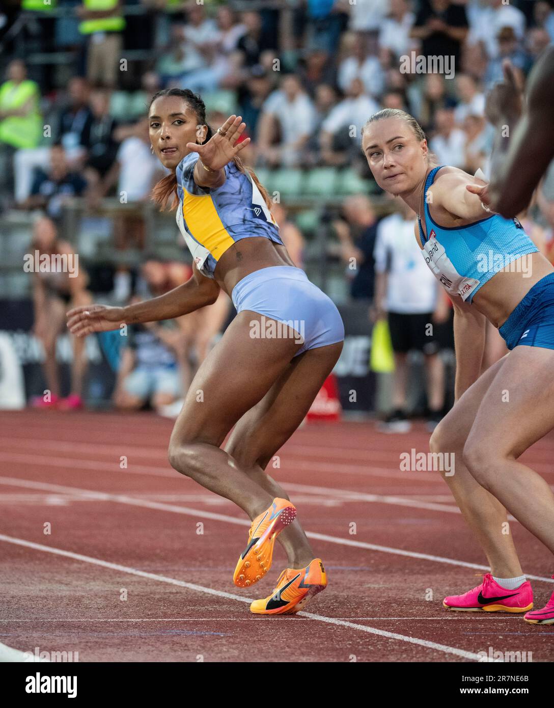 Lina Nielsen of GB & NI competing in the women’s 4x400m relay at the ...