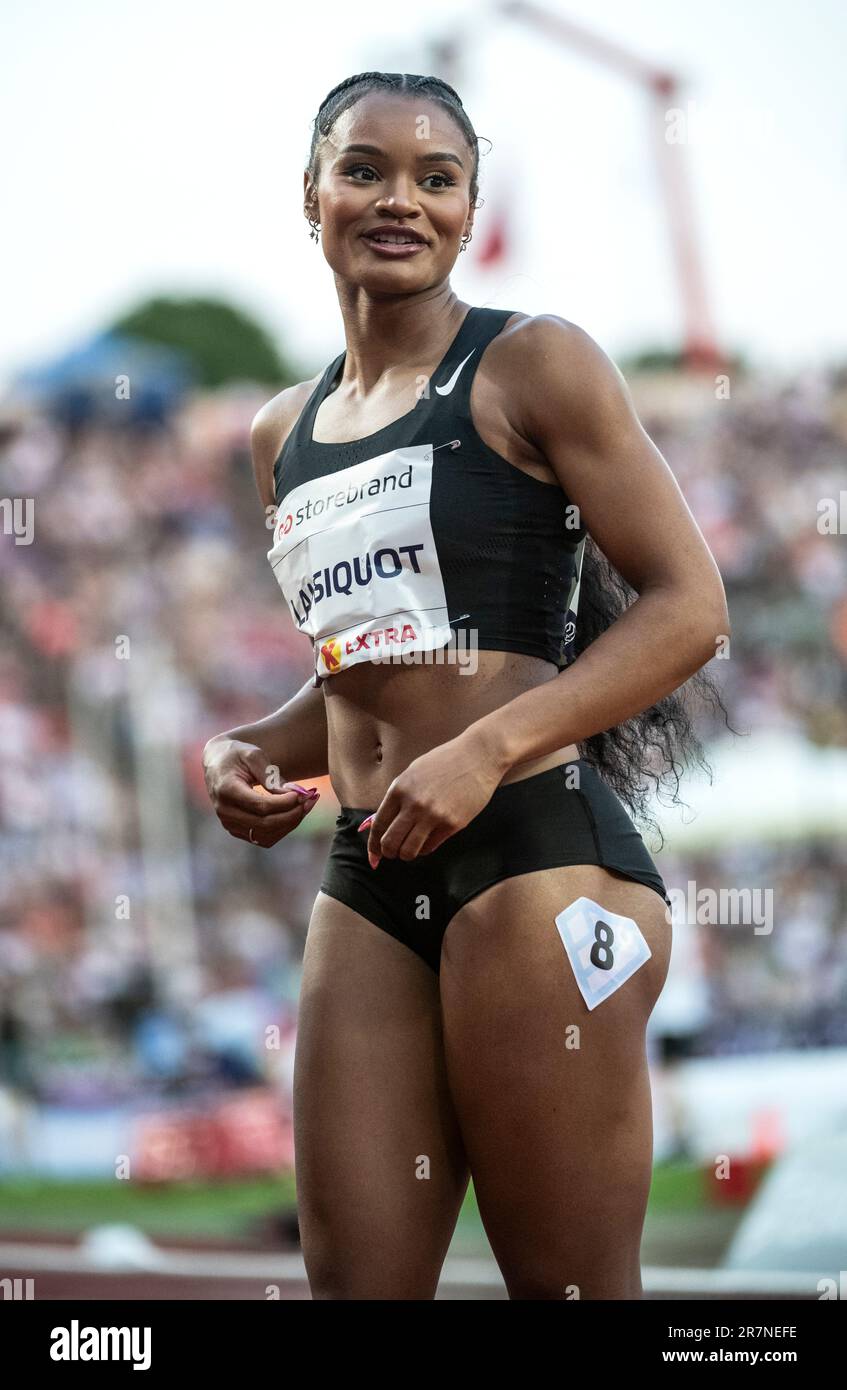 Imani Lansiquot of GB & NI competing in the women’s 100m at the Oslo Bislett Games, Wanda ...
