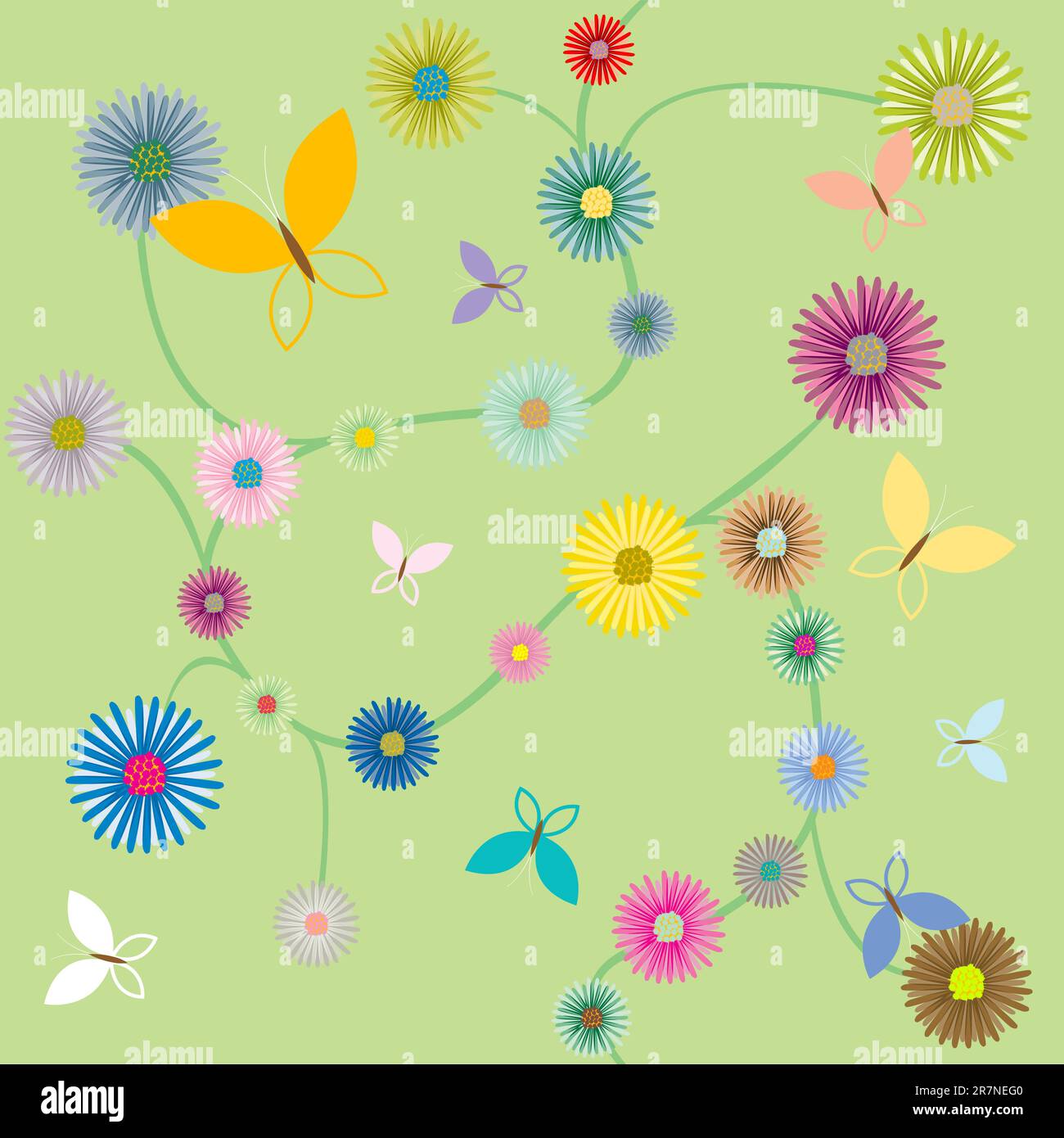 butterflies and flowers, vector art illustration Stock Vector Image ...