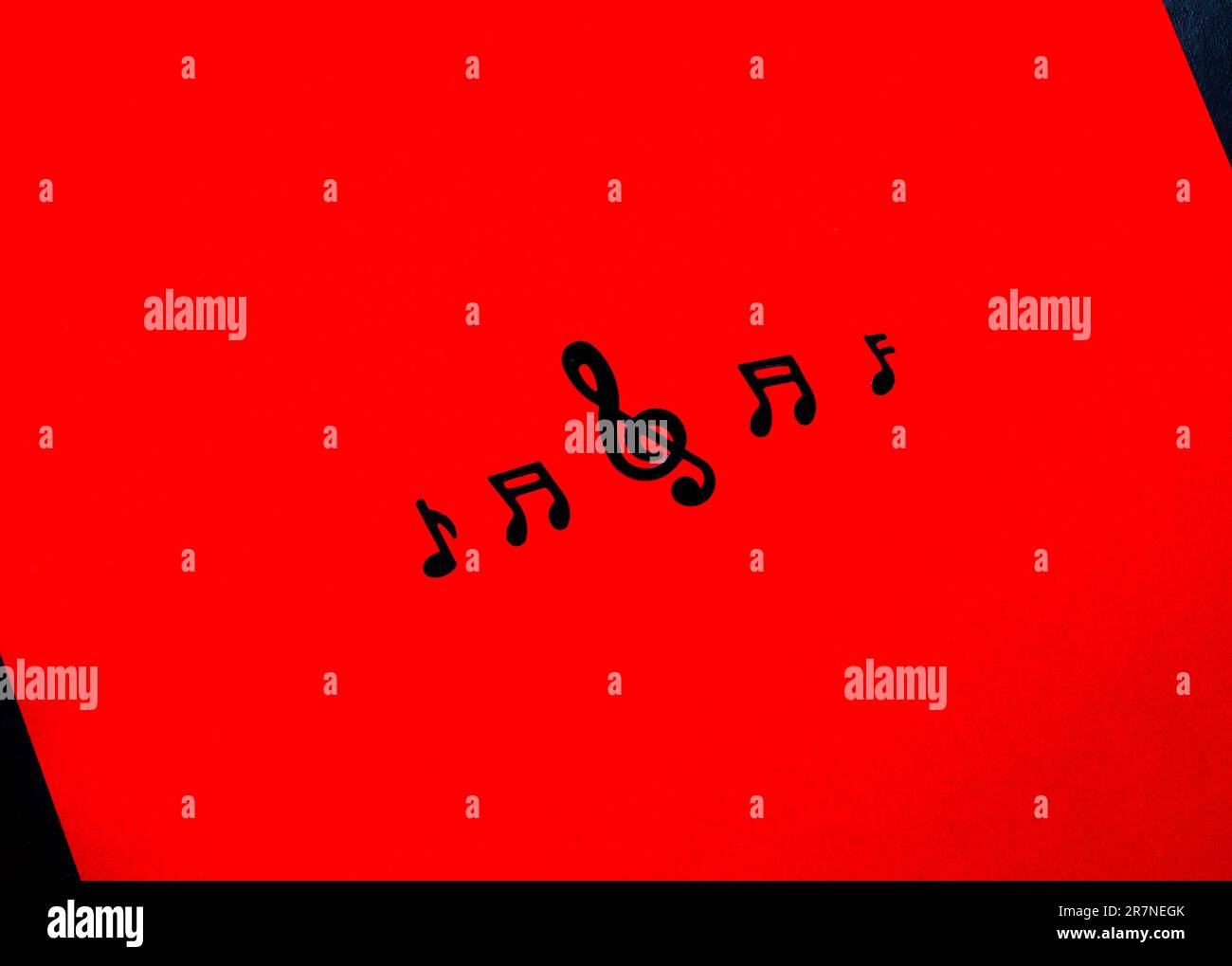 Abstract music notes with red background Stock Photo - Alamy