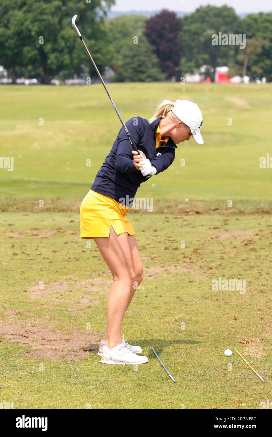 GRAND RAPIDS, MI - JUNE 16: LPGA golfer Louise Ridderstrom practices on the driving range during ...