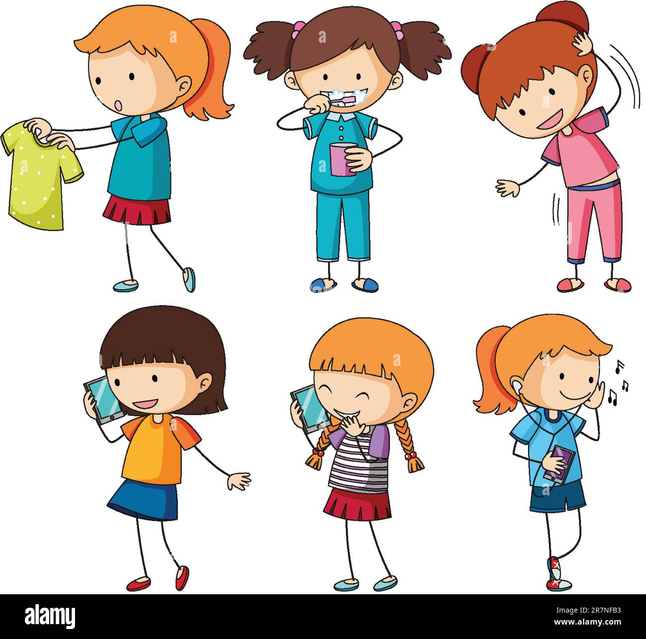 Fun Doodle Kids Doing Various Activities illustration Stock Vector ...