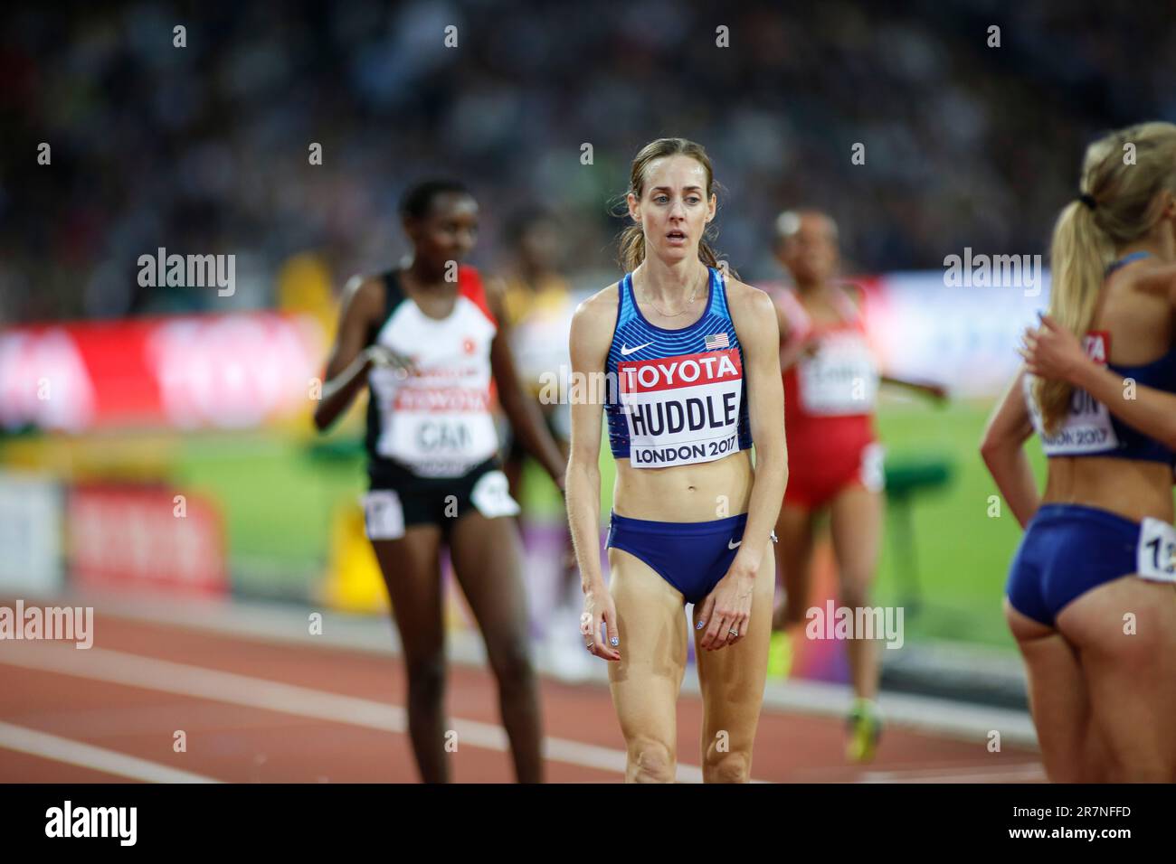 Molly Huddle participating in the 10.000m final at the World Athletics ...