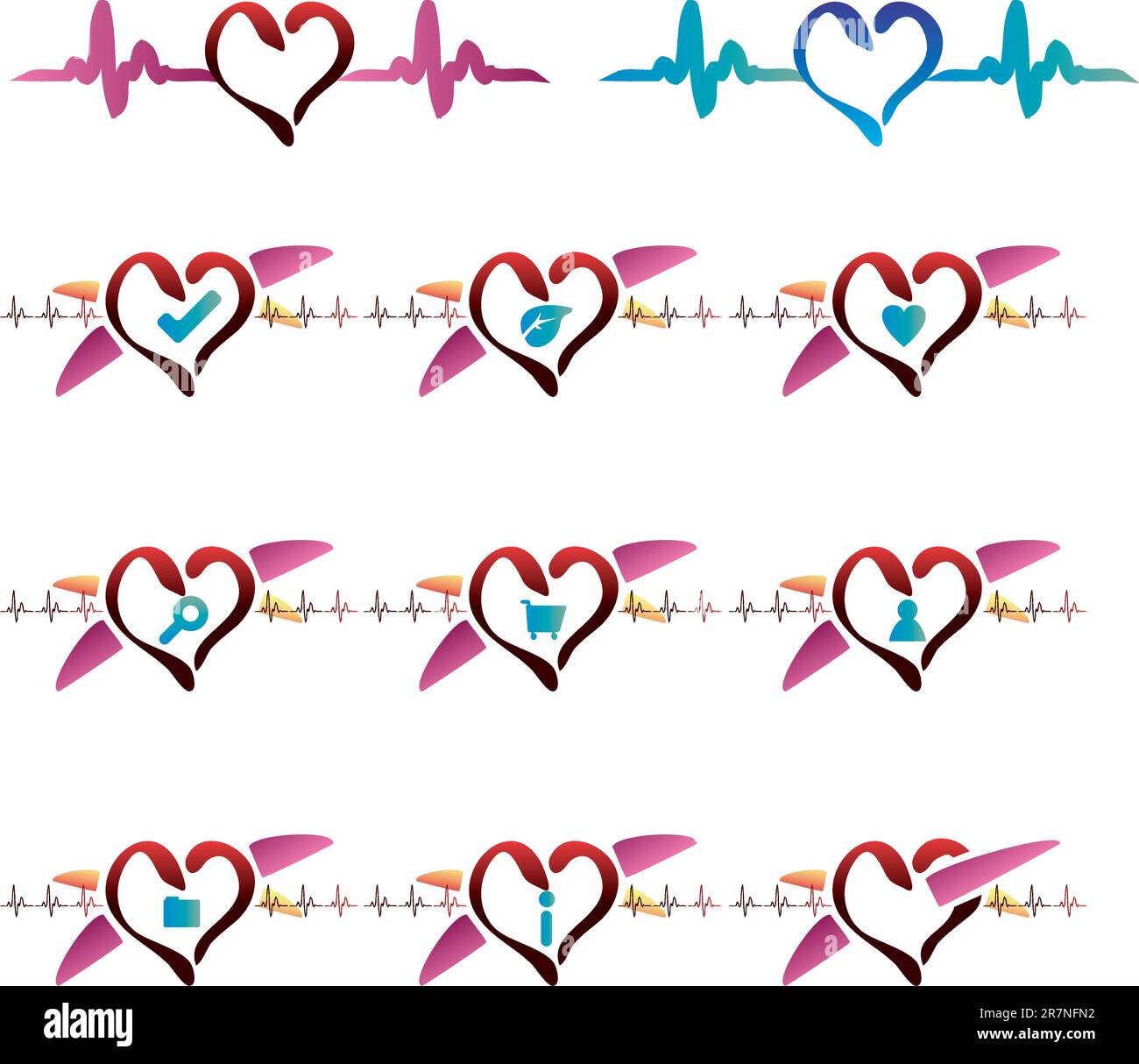 Cardio emblem icons set website buttons Stock Vector Image & Art - Alamy