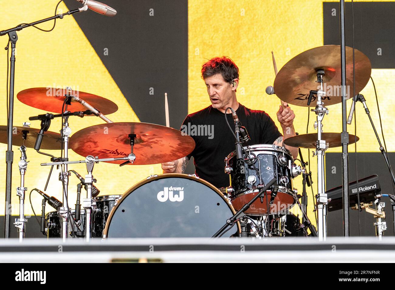 Adam Carson of AFI performs during the 2023 Bonnaroo Music and Arts ...