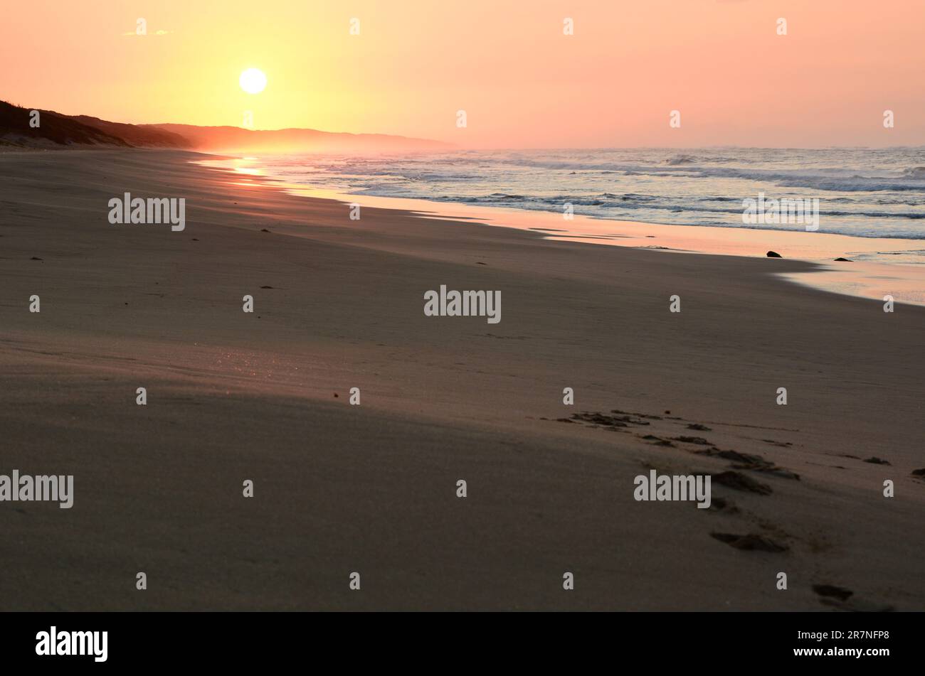 The sunrise at Chidenguele beach. Inhambane province. Mozambique Stock ...