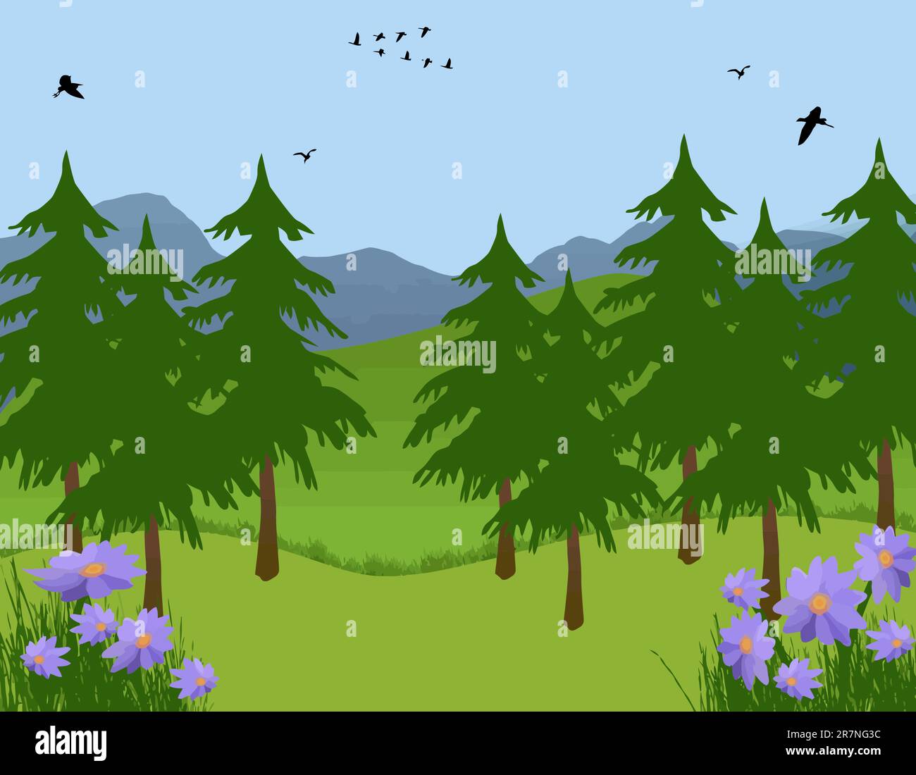 View fresh green grass trees Stock Vector Images - Alamy
