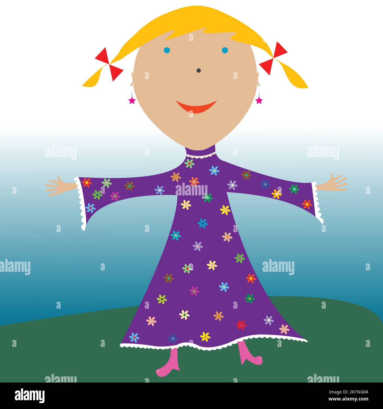 happy little girl, vector art illustration Stock Vector Image & Art - Alamy