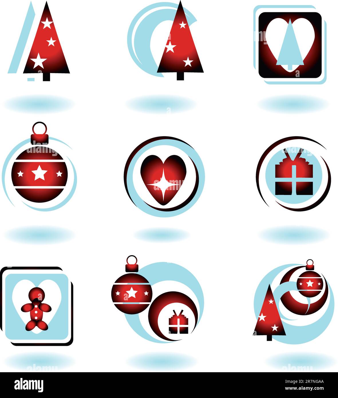 Shiny Christmas Icons Set Stock Vector Image & Art - Alamy