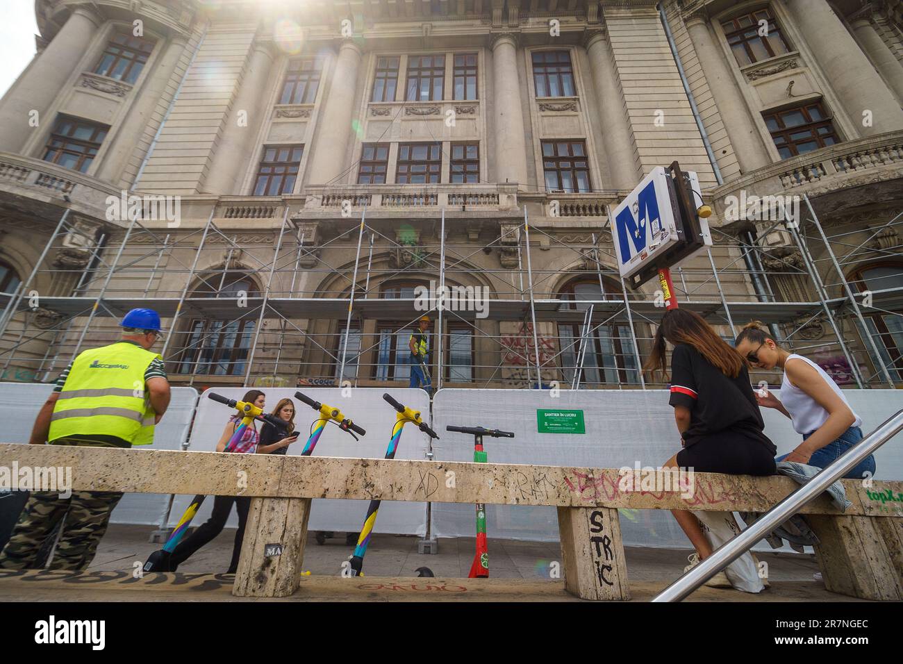 Bucharest, Romania. 16th June, 2023: The builders start the assembling ...