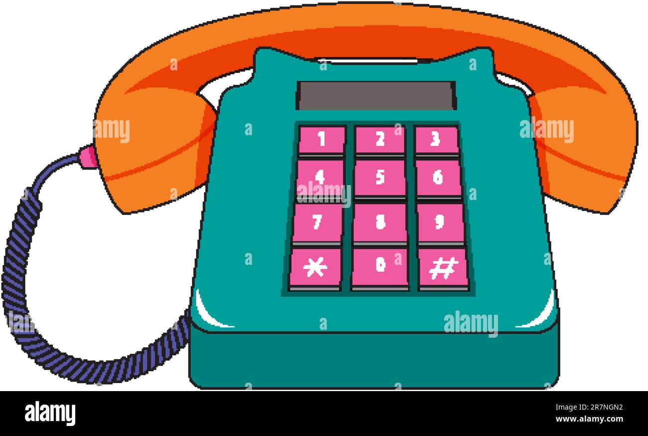 Retro landline or telephone isolated illustration Stock Vector Image ...