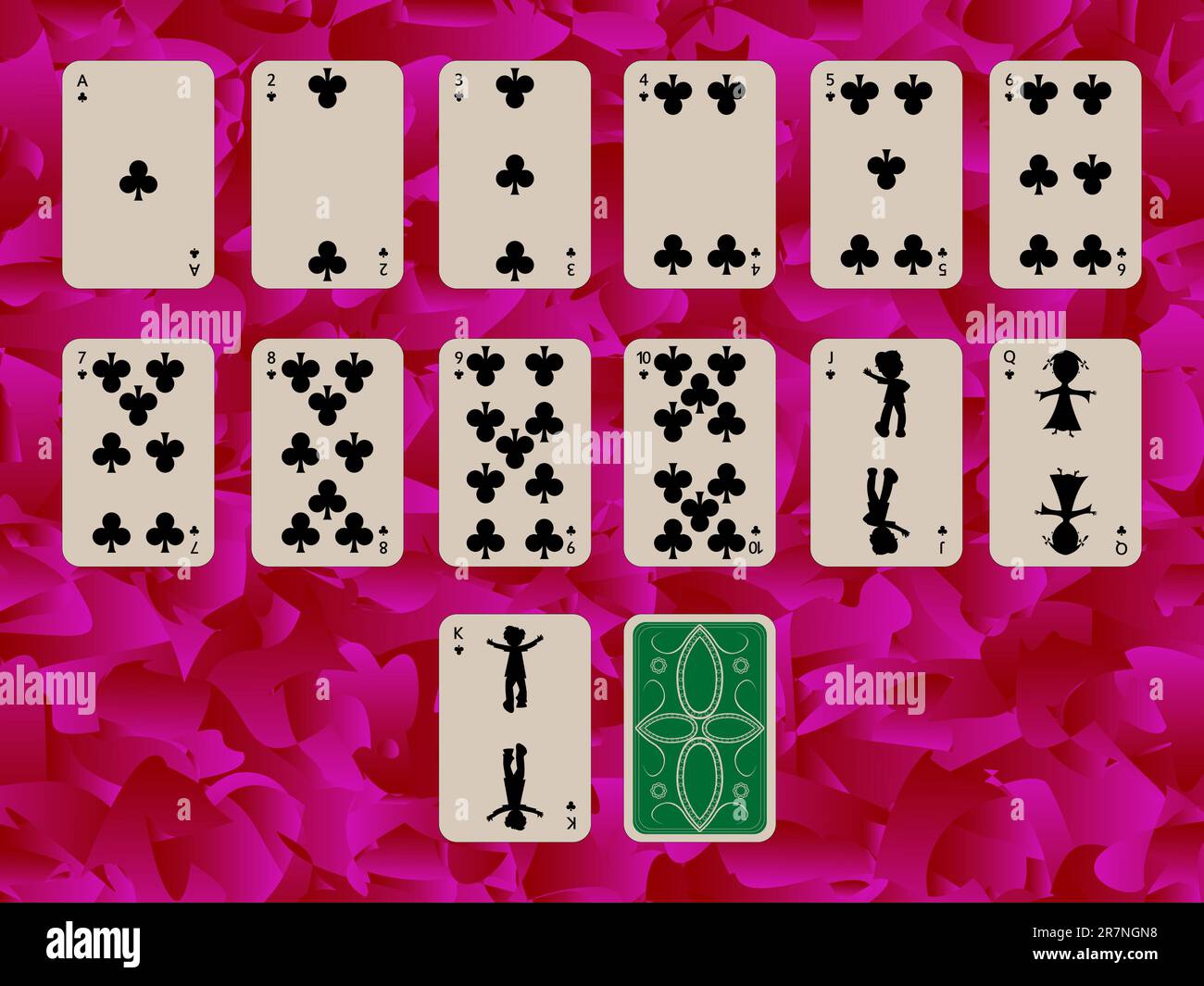 suit of clubs playing cards on purple background, abstract art ...