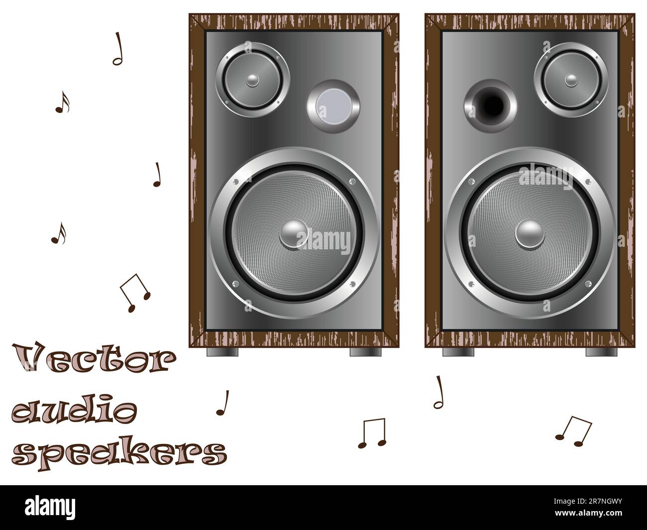 wooden speakers against white background, abstract vector art ...