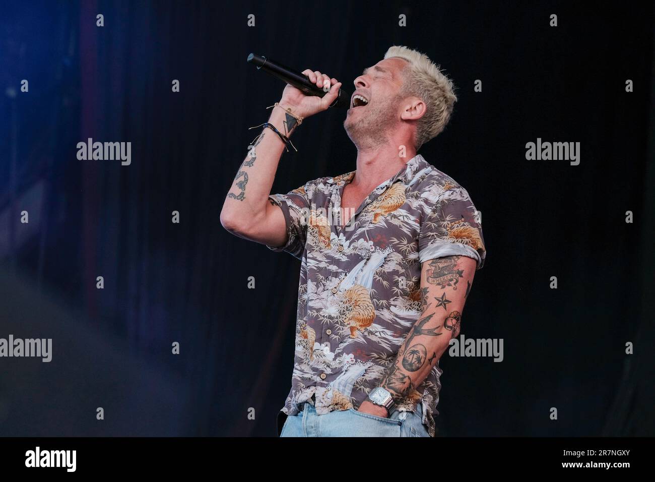 Newport, UK. 16th June, 2023. Ryan Tedder, lead singer and guitarist ...