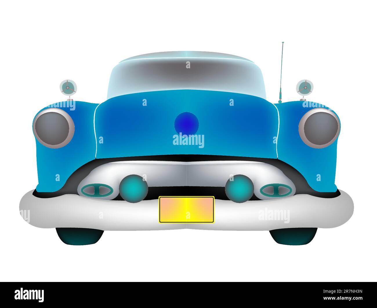 blue classic car front isolated on white background, abstract art ...