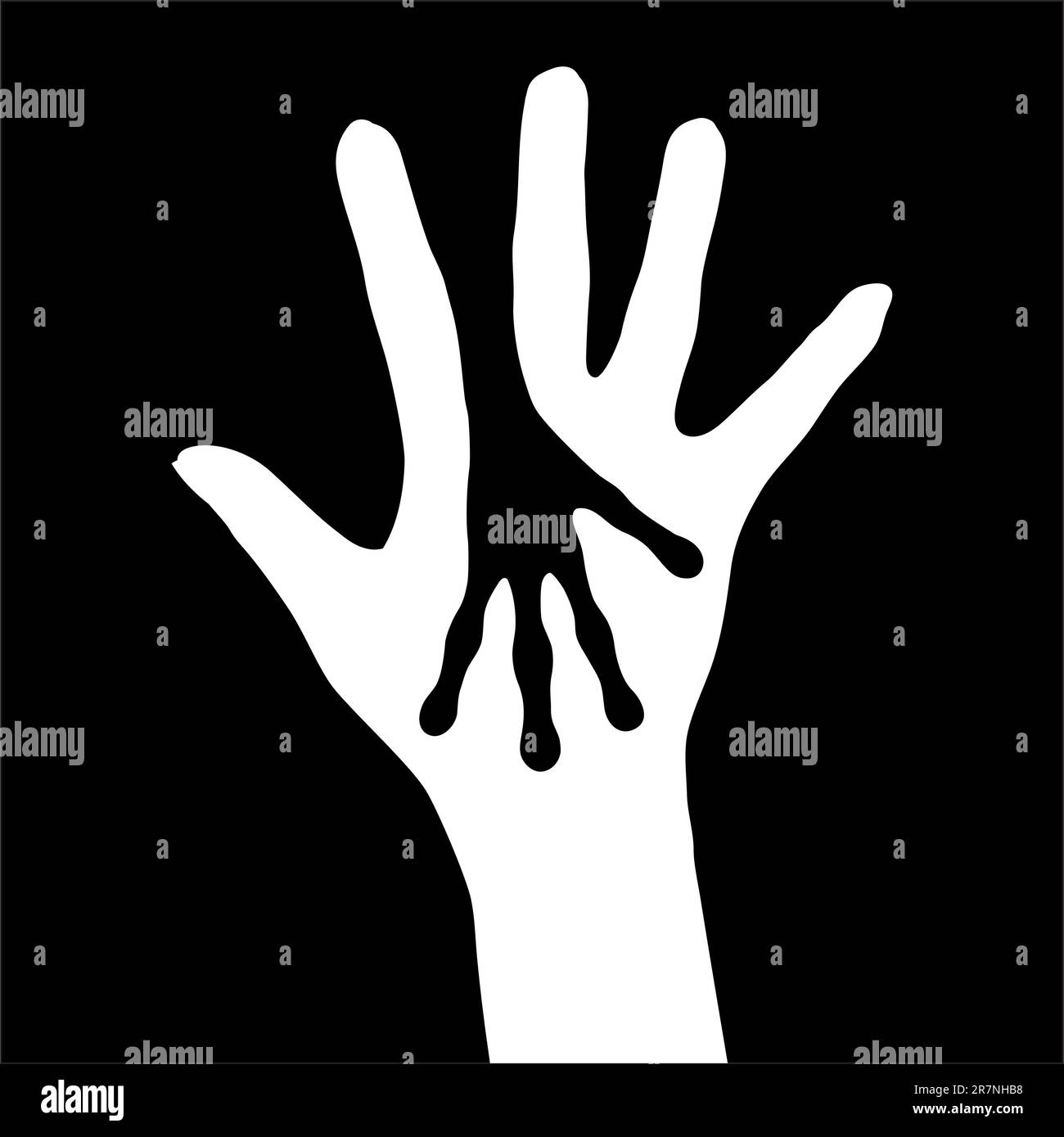 Human and Alien hands silhouette. Illustration on white background ...