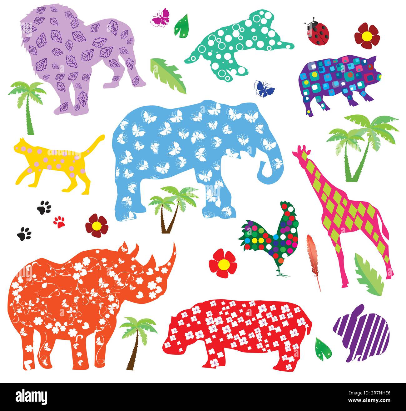 Vector illustration of animals with patterns Stock Vector Image & Art ...