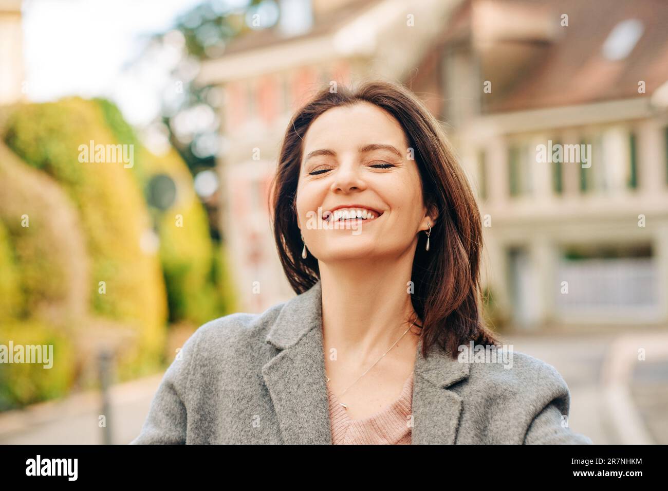 Portrait beautiful laughing brunette girl hi-res stock photography and ...