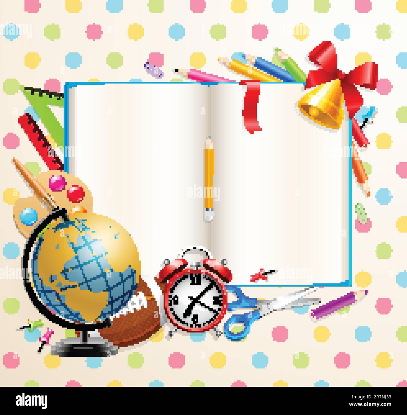 Back to school background with stationery and place for text. Vector ...