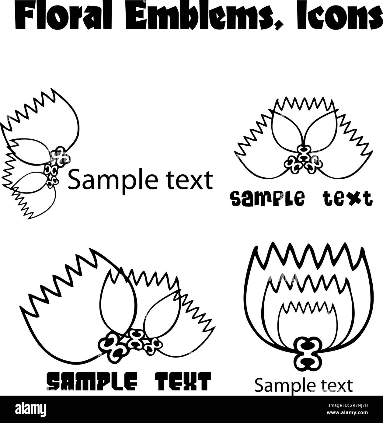 Stylized floral elements isolated on white. Floral Brand symbols tattoo ...