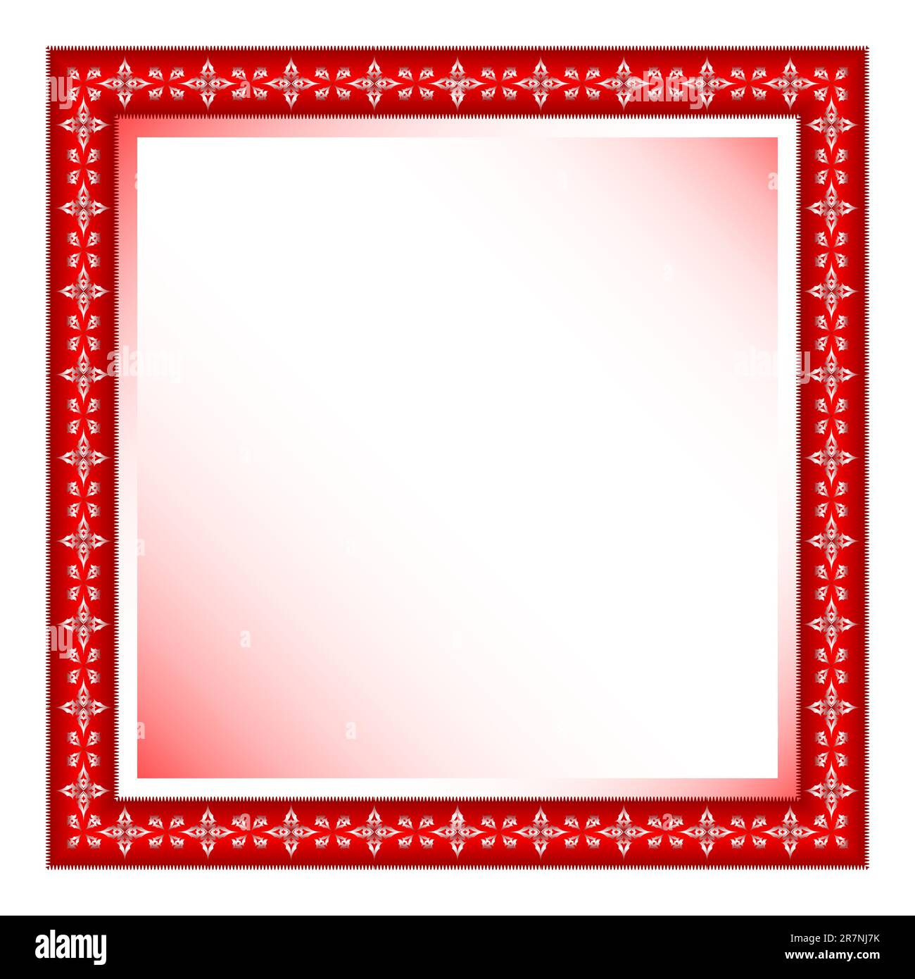 red frame with floral ornament against white background, abstract ...