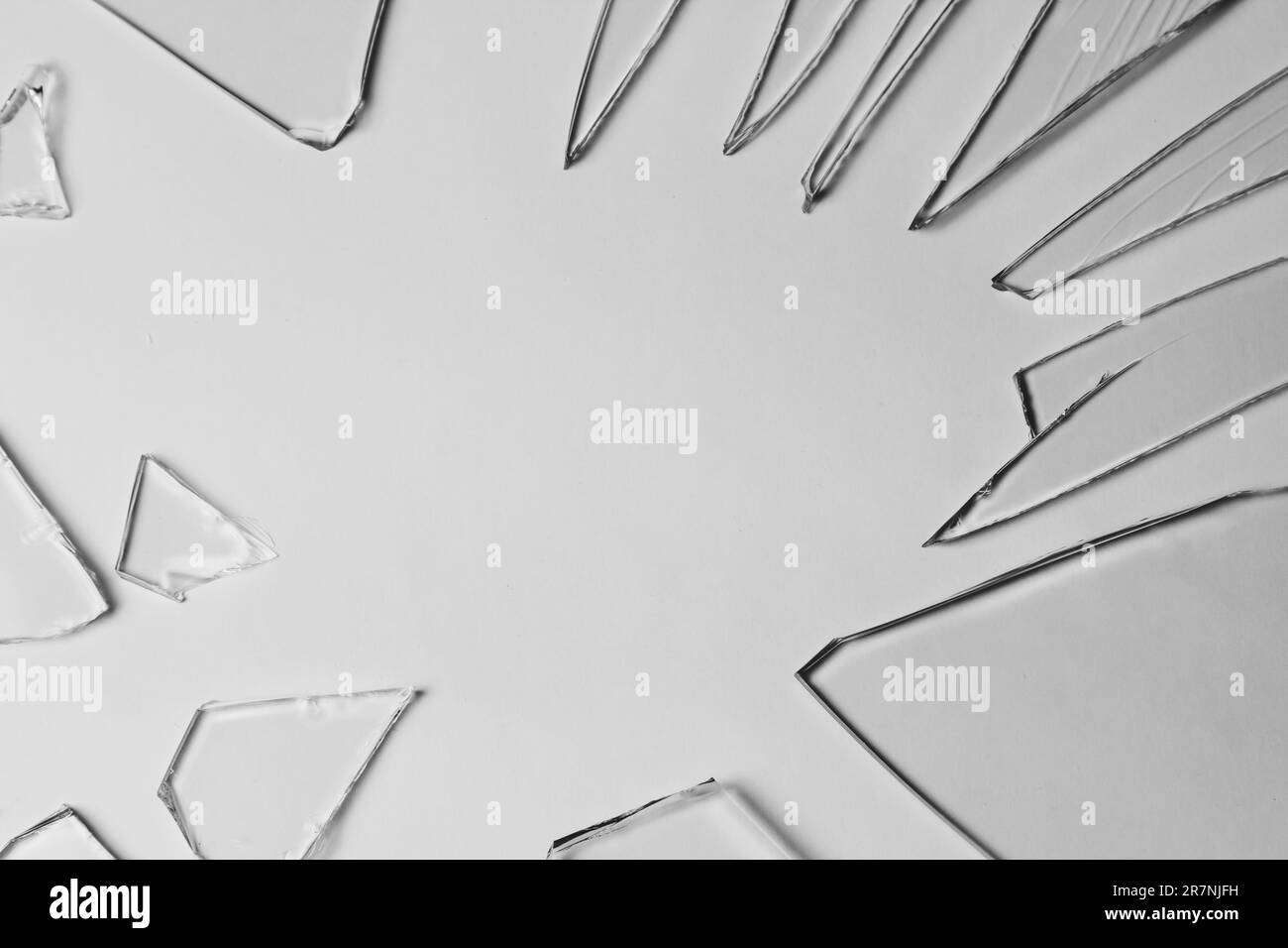 Broken glass pile pieces of texture and background isolated on white ...