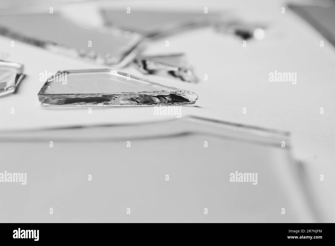 Broken glass pile pieces of texture and background isolated on white ...