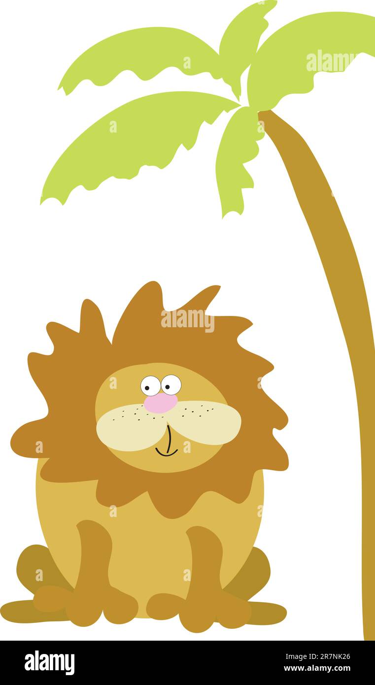 lion under a palm tree (vector illustration Stock Vector Image & Art ...