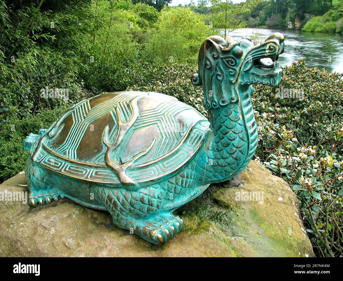 Replica of an old oriental sculpture / symbol showing a turtle - dragon ...