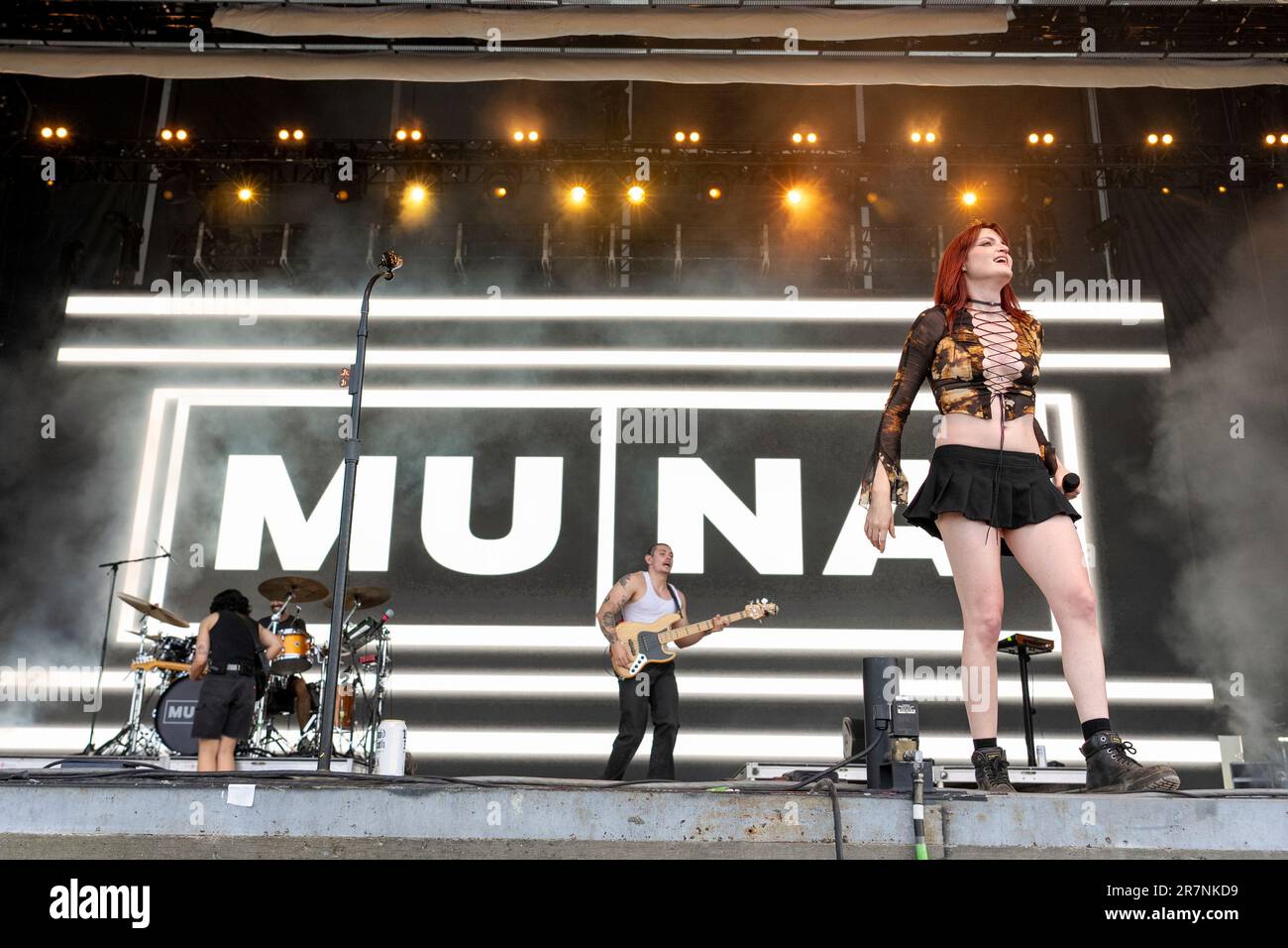 Katie Gavin of MUNA performs during the 2023 Bonnaroo Music and Arts ...