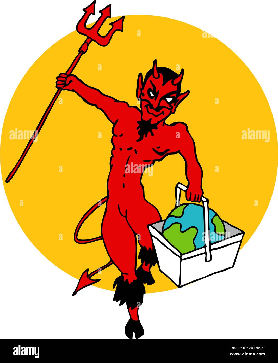 An image of a devil holding the world in a basket Stock Vector Image ...