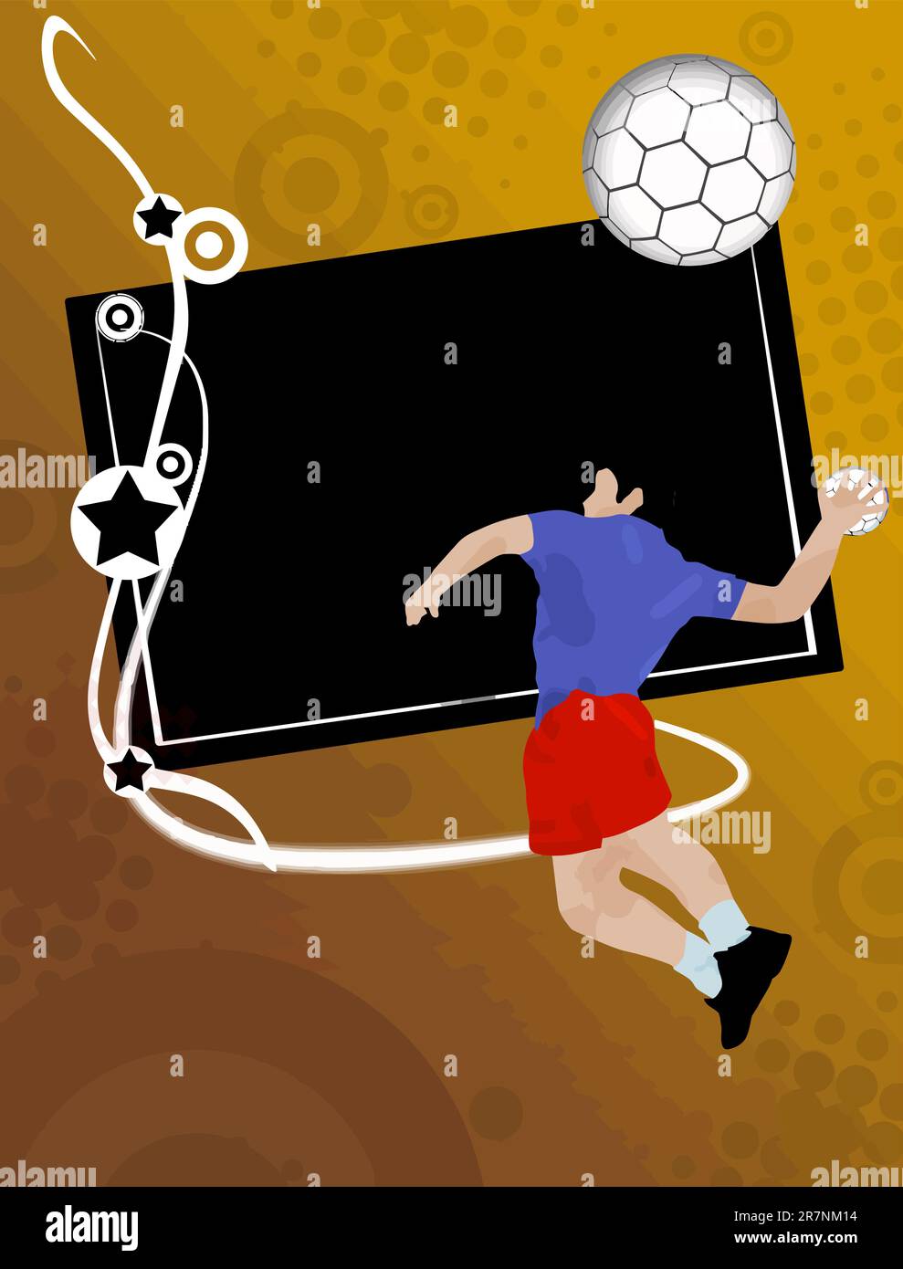 Handball banner with the ball and player on abstract background, vector ...
