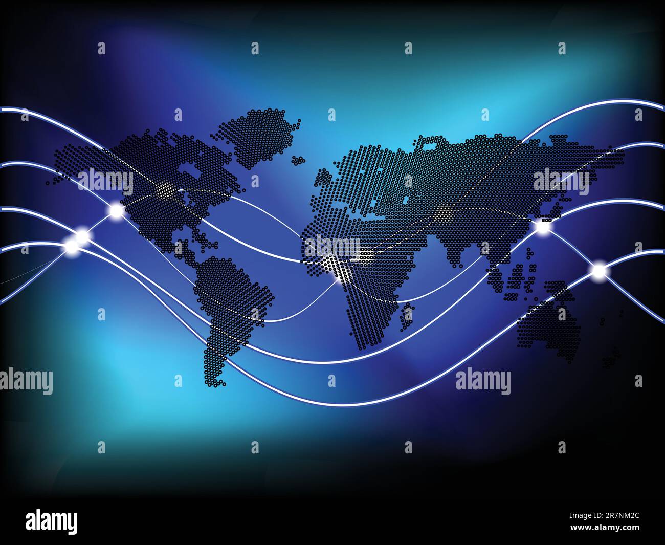 circles world map against blue background, abstract vector art ...