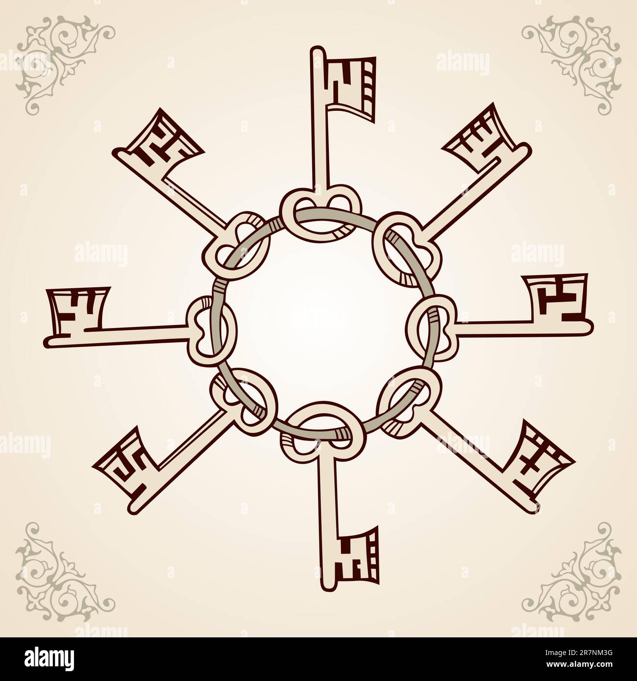 Medieval keys on ring on light brown background Stock Vector Image ...