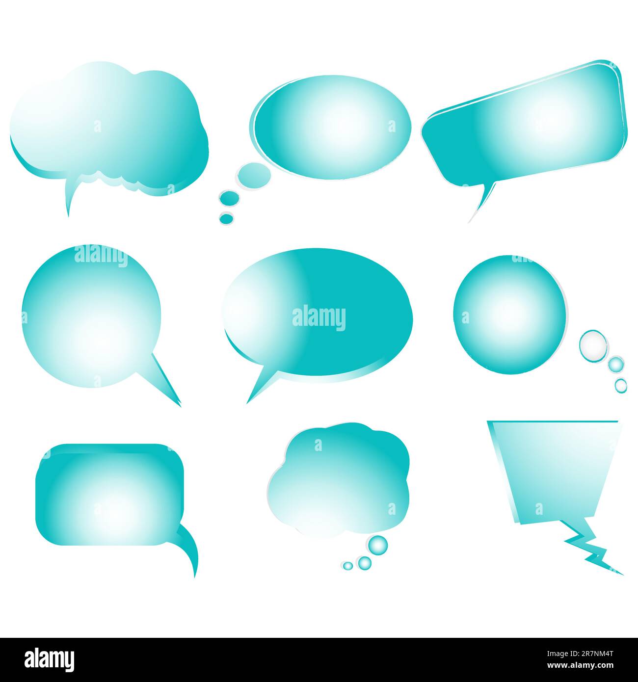 Collection of stylized blue text bubbles, vector isolated objects on ...
