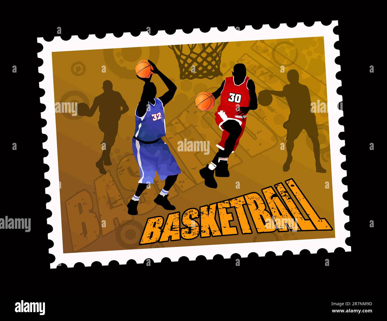 Postal basketball stamp, vector illustration Stock Vector Image & Art ...