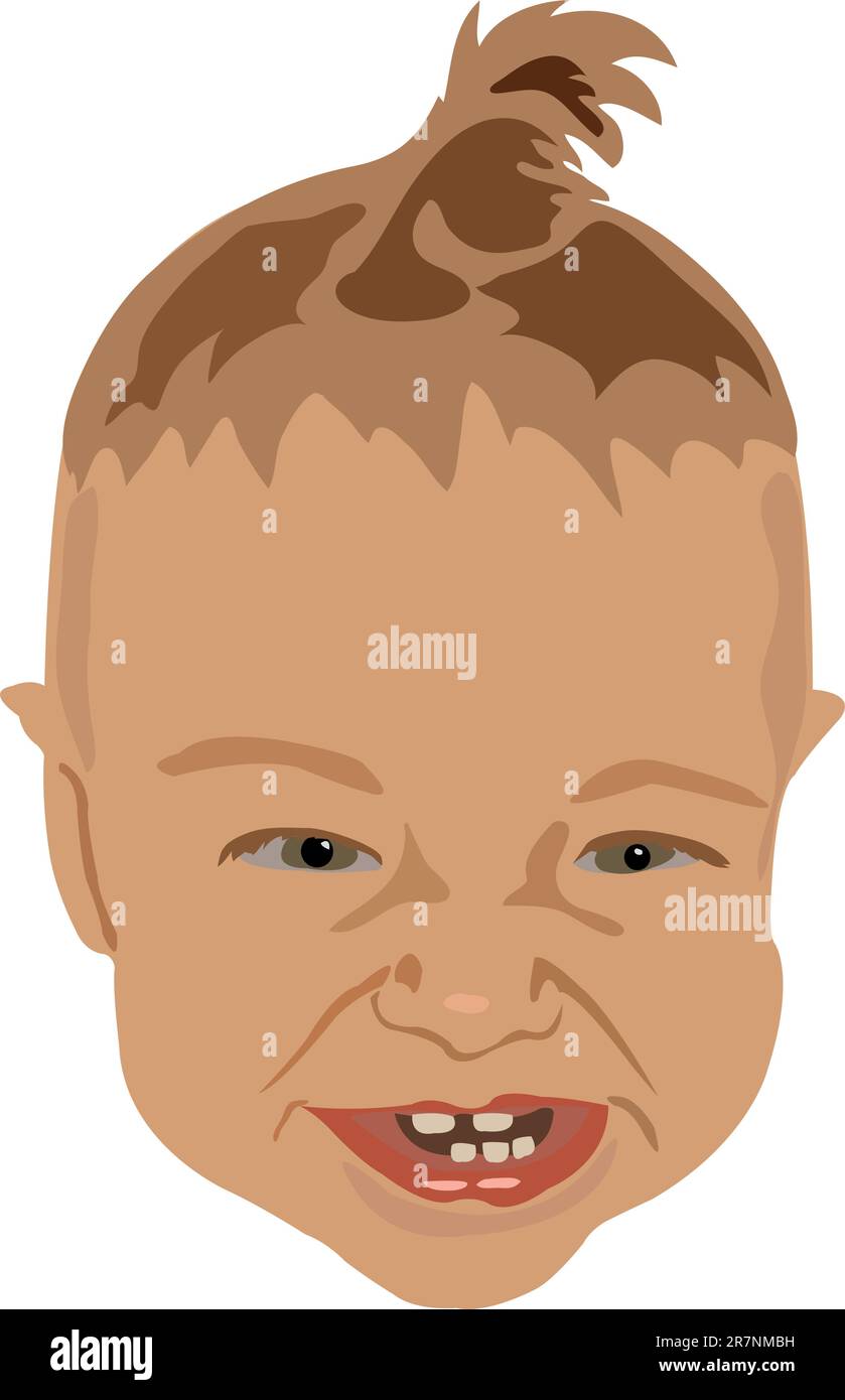 cute laughing baby head vector illustration isolated Stock Vector Image ...