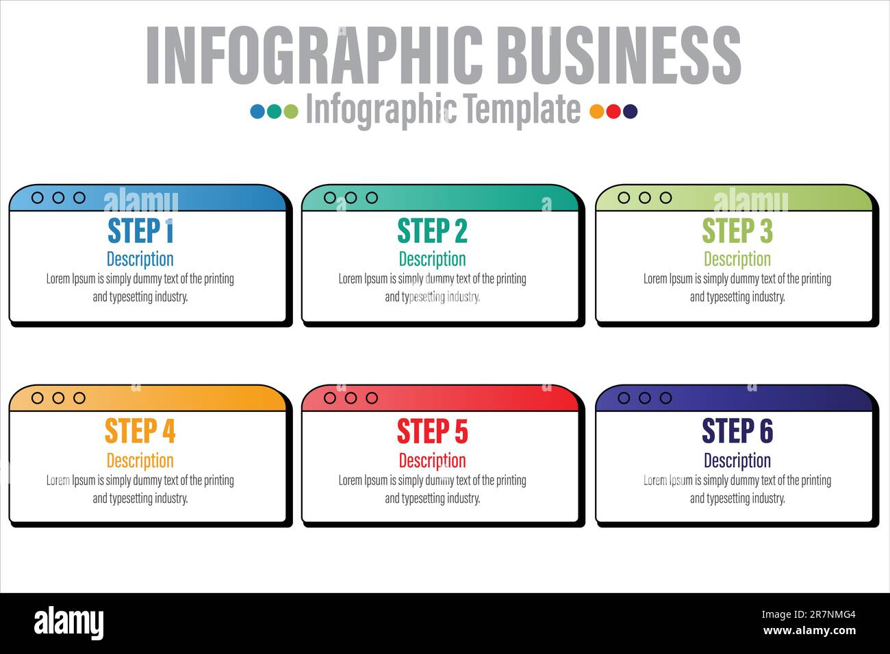 6 Steps, six 6 option Paper note shape elements with steps,road map,options,milestone,timeline ...