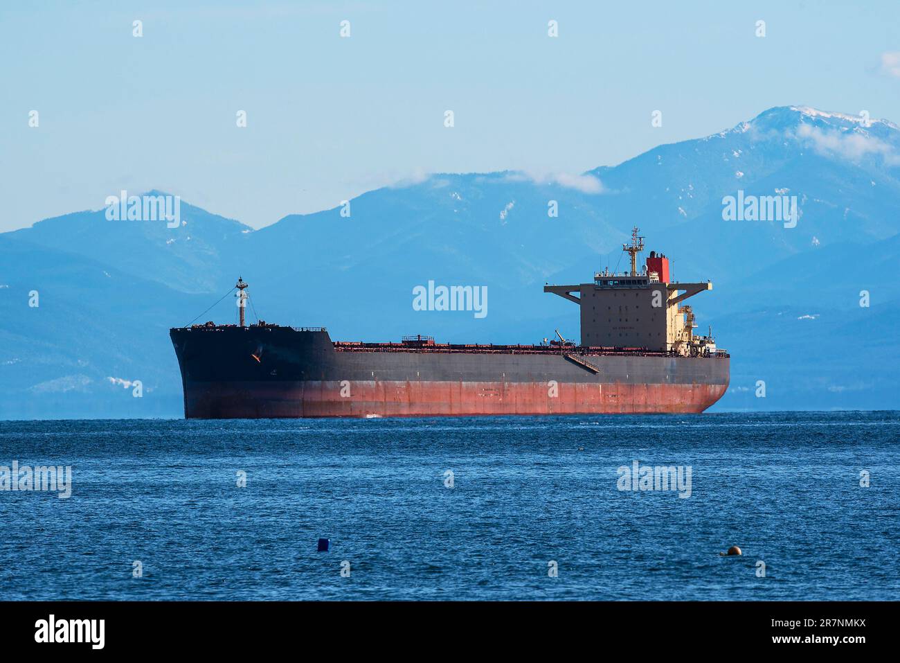 Container ship in the Strait of Juan de Fuca, Victoria, Vancouver ...
