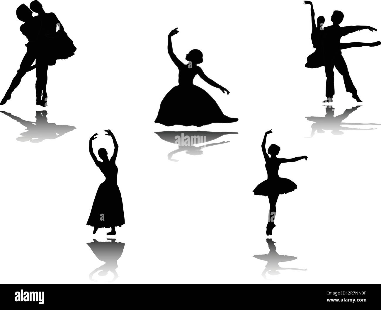 illustration of ballerinas collection with shadow - vector Stock Vector ...