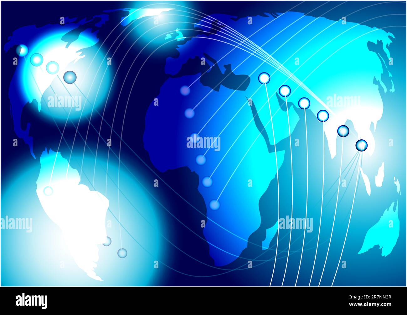 Blue neon world map Stock Vector Images - Alamy