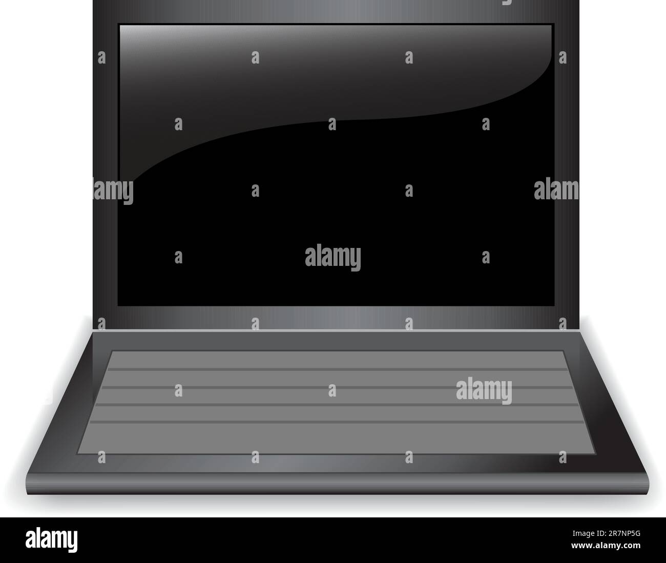 Open shiny black laptop on a white background Stock Vector Image & Art ...